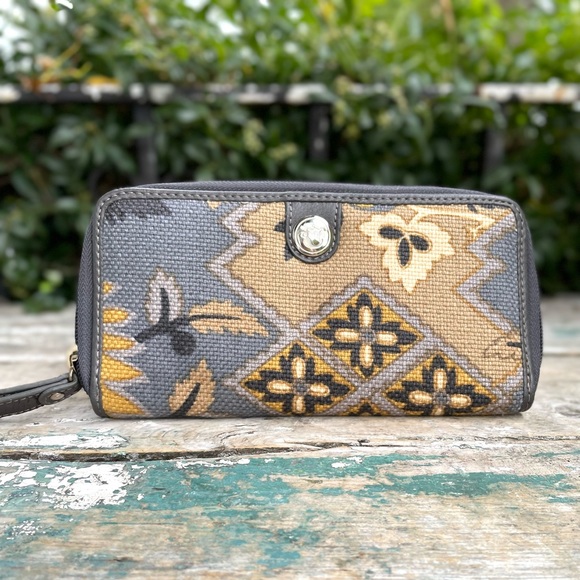 Spartina 449 | Bags | Spartina Grey Linen Wallet | Poshmark